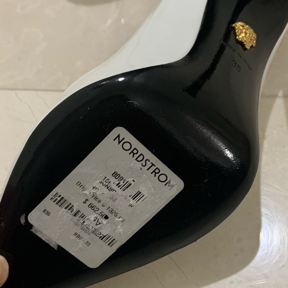 Versace | Shoes | Versace Curved Heel Pointed Toe Pump Shoes 38 | Poshmark